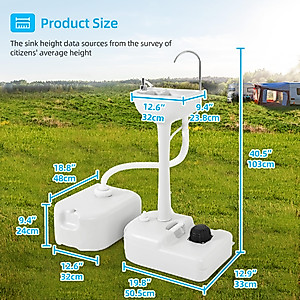 YITAHOME Portable Sink Camping Hand Washing Station, 17 L Wash Basin Stand with 24L Recovery Tank, Rolling Wheels, Soap Dispenser, Towel Holder, for Garden, Outdoor, Travel, Boat, Gather, Worksite