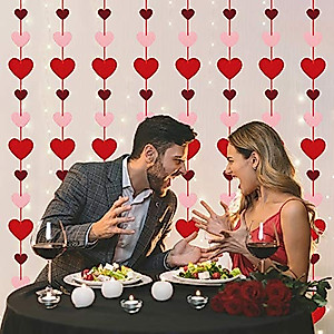 8 Packs Valentines Day Felt Heart Hanging String Garlands - NO DIY - Valentines Decorations - Valentine's Day Party Decorations Supplies - Valentines Burgundy Pink Red Heart Garland Decorations