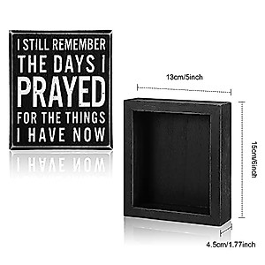 Classic Box Sign Wooden Box Sign Black White Box Sign Decorative Letters Wood Box Plaque for Shelf Living Room Bathroom Laundry Decor (The Days I Prayed)