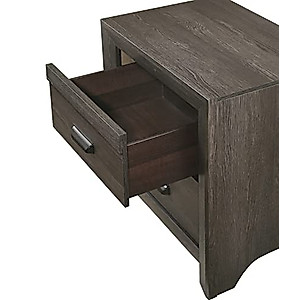 Rustic Style Grayish Brown 3pc Queen Size Bed Nightstand Set Solid Wood Master Bedroom Furniture