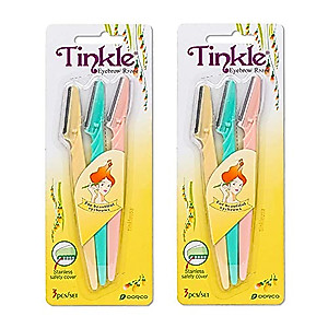 Tinkle Eyebrow Dermaplaning Razor | Dermaplaning Razor Tool | 6 Razors | Dermaplaning Tools Beauty Holiday Stocking Stuffers Gift