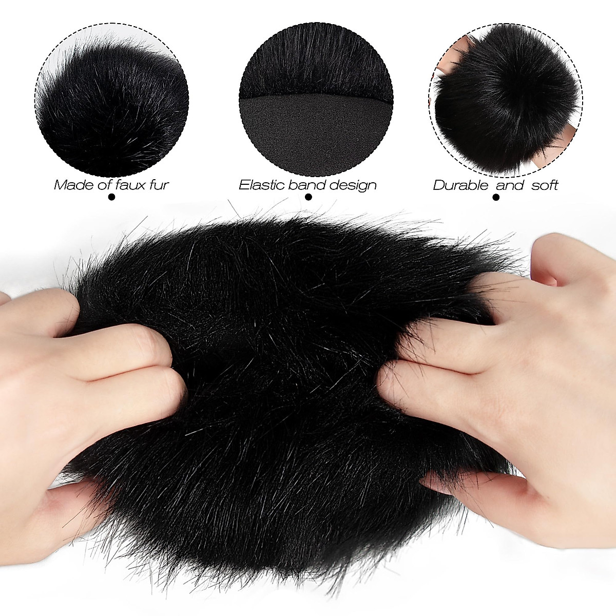 Dikoaina Faux Fur Wrist Cuffs- Winter Furry Bands Fox Fur Wrist Warmer,Arm Warmer, Leg Warmer, One Pair