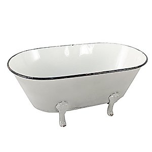 Foreside Home & Garden White Black Distressed Rim Enamel Decorative Bathtub