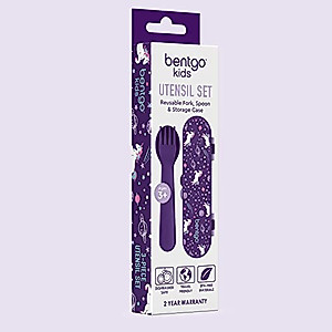Bentgo® Kids Utensil Set - Reusable Plastic Fork, Spoon & Storage Case - BPA-Free Materials, Easy-Grip Handles, Dishwasher Safe - Ideal for School Lunch, Travel, & Outdoors (Unicorn)