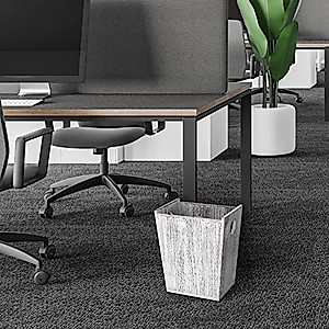 ETELI Wood Waste Basket Small Trash Can Rustic Wood Garbage Can with Double Handles for Bedroom Bathroom Office Living Room, Rustic Grey