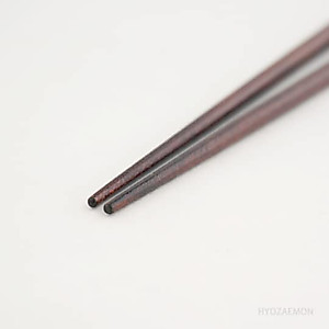 Japanese Natural Lacquered Wooden Chopsticks - Handmade in Japan - Moon with Rabbit (Black 9.25 in) - Dishwasher-Safe