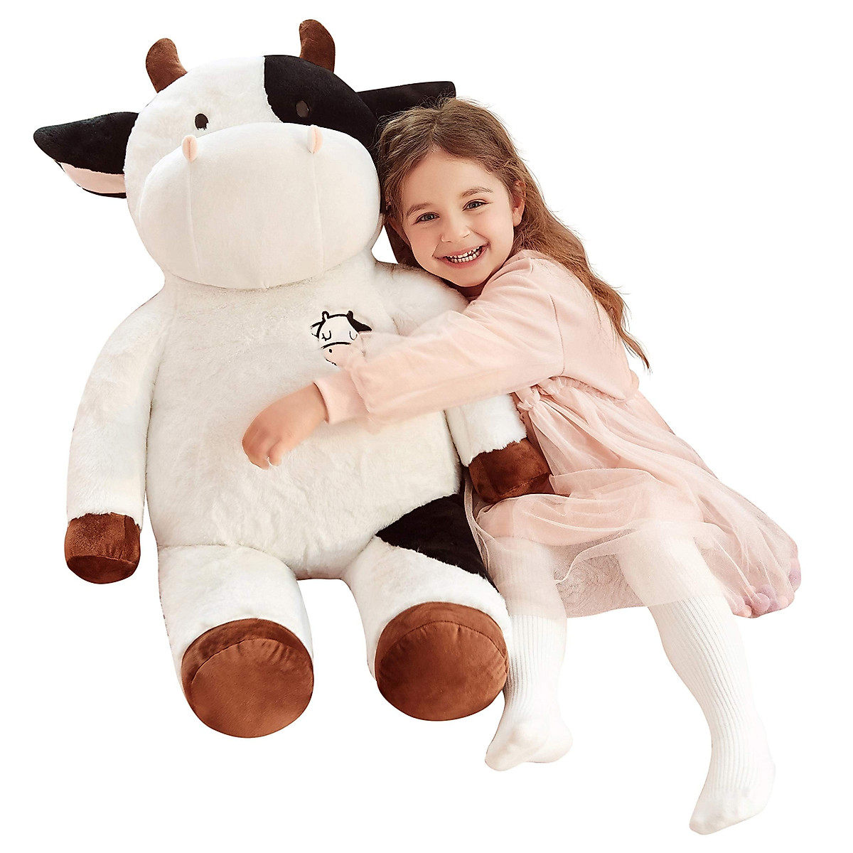 IKASA Giant Cow Stuffed Animal, 30 Inches Big Cow Plush Toy,Large Cute Jumbo Soft Toys,Huge Big Size Fluffy Plushy Fat Plushie,Gifts for Kids