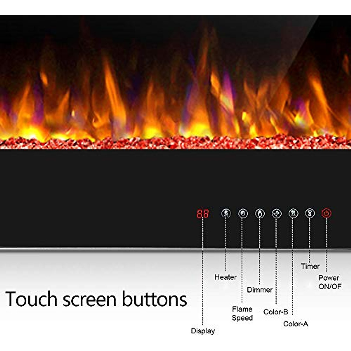 Antarctic Star 42 Inch Electric Fireplace in-Wall Recessed and Wall Mounted, Fireplace Heater and Linear Fireplace with Multicolor Flame, Timer, 750/1500W Control by Touch Panel & Remote