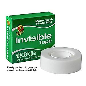 Duck Brand Matte Finish Invisible Tape Refill for Dispenser, 10 Rolls, Each Roll 3/4-Inch x 1000 Inches for 10000 Total Inches