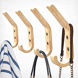 MRYUWB 8 Pcs Nature Wooden Coat Hooks Wall Mounted, Vintage Single Wall Wood Hook, Wood Wall Storage Organizer Hangers for Hats, Coats, Backpack (Natural Color 8)