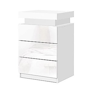 HIGOH Bedside Table LED Bedside Table Bedside Table Drawer Bedside Table Modern Bedside Lamp with Frame