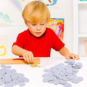 Coopay 1-1/5 inch Plastic Learning Counters Disks Bingo Chip Counting Discs Markers for Math Practice and Poker Chips Game Tokens, 200 Pieces(White)