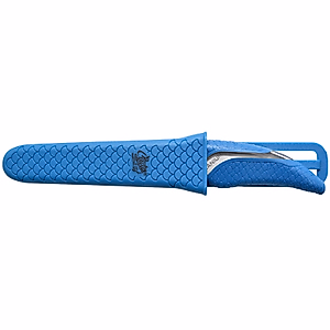 CUDA 3" Net Knife Saltwater & Freshwater Serrated Edge Titanium Bonded Stainless Steel Blade Knife with Non-Slip Scale Pattern Grip | Sheath Included