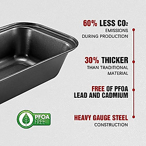 KITESSENSU Bread Pan, Nonstick Loaf Pan with Easy Grips Handles, Carbon Steel Loaf Pans for Baking, Bread Pans for Homemade Bread, Brownies and Pound Cakes, Set of 2, Gray