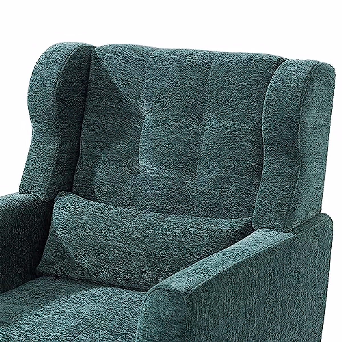 Modern Accent Chair, Chenille Arm Chair Leisure Chair with Pillow Upholstered Comfy Reading Chair 1-Seat Cushioned Sofa with Solid Wood Legs for Living Room Bedroom Studio Balcony (Blackish Green)