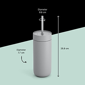 Fellow 20 oz Carter Cold Water Bottle for Water, Iced Tea, Coffee, Smoothies, Iced Coffee & more - Stainless Steel Vacuum-Insulated Iced Coffee tumbler with Spill Resistant lid and straw - Matte Grey