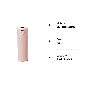 17PinHut Insulated Bottle Stainless Steel Vacuum Water Cup with Enamel Interior for Sports and Travel, 13.4 oz, Pink