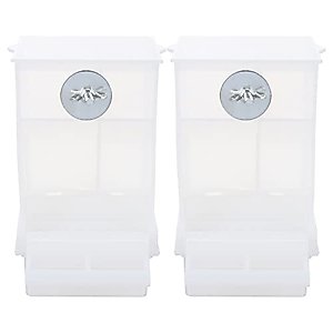POPETPOP 2pcs Automatic Bird Feeder - No Mess Bird Cage Feeders Parrot Seed Tube, Creative Bird Feeding Container for Parakeet Canary Cockatiel Finch