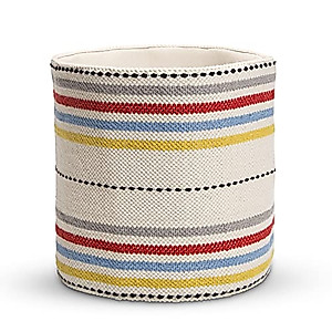 Delta Children Baby Hamper or Toy Storage Basket, Hand Woven from Wool and Cotton, Durable Cute Basket for Organizing for Living Room, Nursery or Bathroom (16x16 Inches, Stripes)