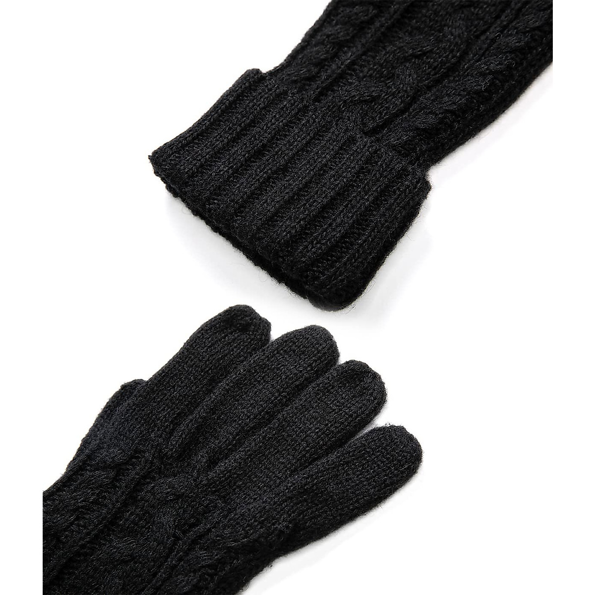 Villand 3 in 1 Womens Wool Hat Gloves & Scarf Winter Set, 3 Piece Cable Knitted Beanie Hat for Women with Gift Box, Black
