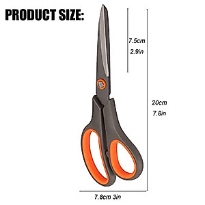 2 Pack 8" Titanium Non-Stick Scissors, All-Purpose Professional Stainless Steel Shears Comfort Soft Grip, Straight Office Craft Scissors for DIY School Home