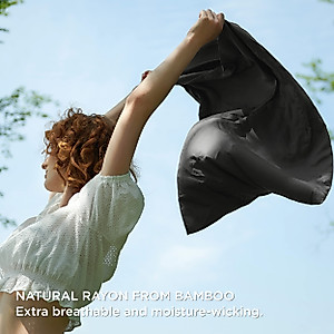 Bedsure King Size Pillow Cases Set of 2, Rayon Derived from Bamboo Cooling Pillowcase, Silky Soft & Breathable Pillow Cover with Envelope Closure, Gifts for Men or Women, Black, 20x40 Inches