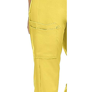 MediChic Mini Marilyn Womens Scrubs 4-Way Stretch Straight Leg Six Pocket Pants with Cargo Pockets Yellow