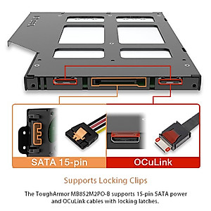 Icy Dock ToughArmor MB852M2PO-B Caddy Rack Mobile, 2X SSD NVMe M.2 Drive Adapter for Odd Ultra Slim (9.5mm) CD/DVD Drive Bay with OCuLink SFF-9402 Connector