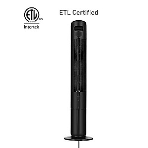 HOLMES 42" Digital Tower Fan, ClearRead Display, 90° Oscillation, 5 Speeds, 4 Modes, 8-Hour Timer, Home, Bedroom or Office, Remote Control, Matte Black