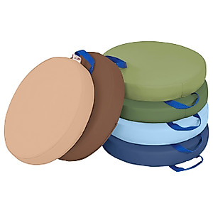 ECR4Kids SoftZone Floor Cushions with Handles, 2" Deluxe Foam, Round, Earthtone, (6-Pack)