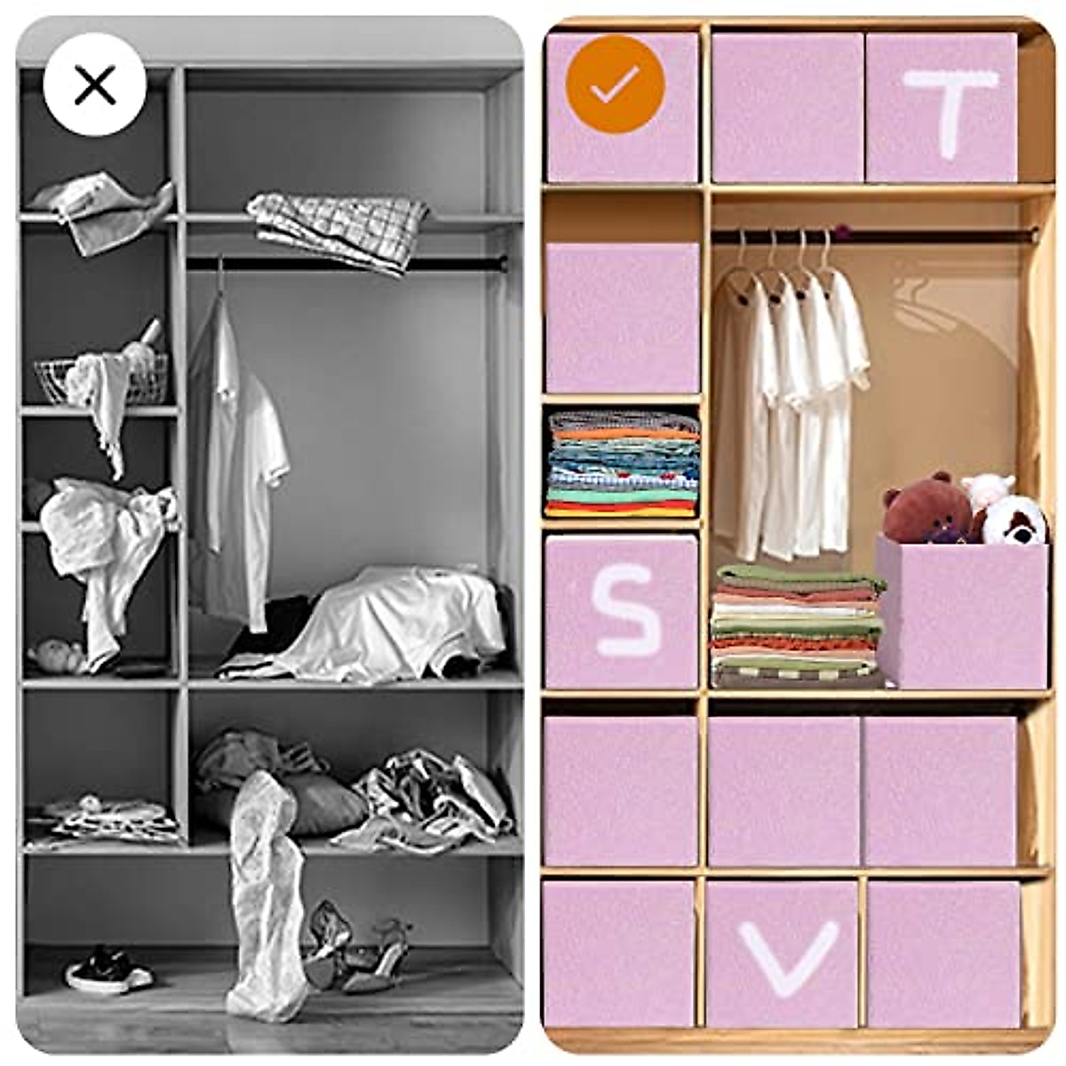 ELUCHANG Sequin Cube Storage Bins Organizer Container Foldable Fabric Closet Organizer Boxes Baskets for Shelves,Toys,Bedroom(4PCS,Pink)