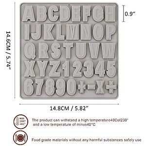 Juome 2Pcs Letter Molds for Chocolate, Alphabet and Numbers Silicone Molds for Making Gummy Candy Chololate Cake Decoration