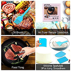 Square Air Fryer Accessories, 8 Inch XL Set of 19 Pcs Deep Fryer Accessories, for Philips Cosori Ninja Gowise Gourmia Air Fryer, fit 3.8Qt or Larger Air Fryer, with Disposable Parchment Paper Liners