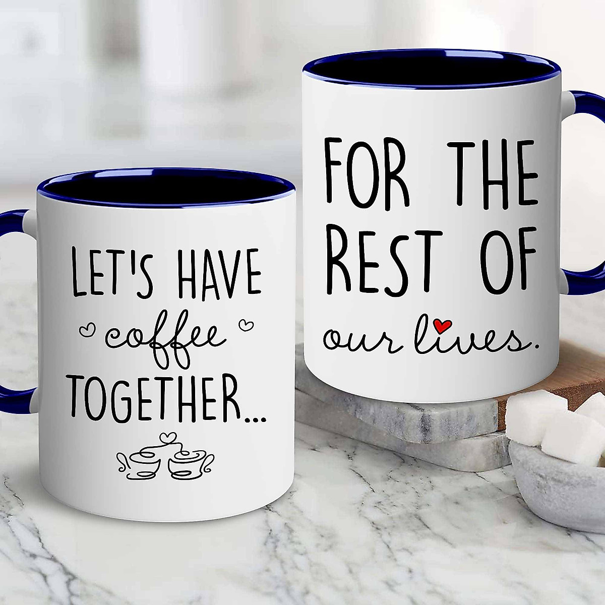 BSQUIELE Couple Mug Set - Fathers Day, Mothers Day, Valentine Mug Set For Wife, Husband, Mom, Dad - Bridal Shower, Engaged, Christmas, Wedding, Birthday Gifts For Bride, Groom, Mr, Mrs, Him, Her 11OZ