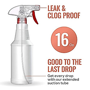 LiBa Spray Bottles (4 Pack,16 Oz), Refillable Empty Spray Bottles for Cleaning Solutions, Hair Spray, Watering Plants, Superior Flex Nozzles, Squirt, Mist Sprayer, Bleach/Vinegar/Rubbing Alcohol Safe