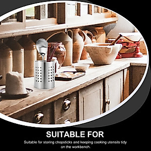 Cabilock 2pcs Stainless Steel Utensil Holder Flatware Holder Utensil Sink Caddy Drying Rack Cutlery Basket for Chopstick Spoon Fork Countertop