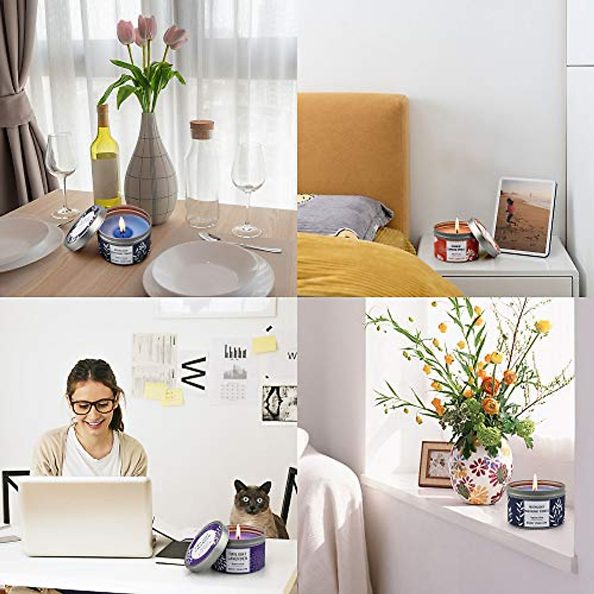 3 Pack Candles, Candles for Home Scented, 6.2 Oz Scented Candles, 100H Long Lasting Soy Candles, Candles Gifts for Women, Lavender | Orange Blossom | Mahogany Teakwood Scent