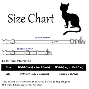 Coomour 2PCS Halloween Cat Collar Safely Breakaway Magic Stripe Pattern Adjustable Kitty Collars with Cute Bell for Cats Kitten (Red)