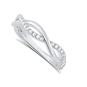 SILVERCLOSEOUT Sterling Silver Cz Stackable Twisted infinity Ring - Size 6
