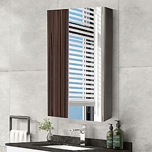 Seenvlog Bathroom Medicine Cabinet with Mirror Door 15.7 x27.5 Inch Wall-Mount Mirror Cabinet Black Medicine Cabinet Aluminum Waterproof Rust-Resist for Living Room Bedroom Laundry Room