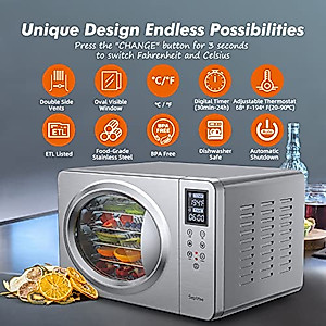 𝐒𝐞𝐩𝐭𝐫𝐞𝐞 Food Dehydrator for Jerky, Fruit, Meat, Veggies, Dog Treats, Herbs and Yogurt, 6 Stainless Steel Trays Food Dryer Machine with Digital Timer, Temperature Control & Safety Over Heat Protection