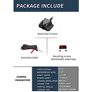 Backup Rear View Camera,IP67 Waterproof /Night Vision /WDR Wide Dynamic,/HDR high Dynamic /AHD and Super Wide Angle Reverse Rear View Backup Camera for Cars Pickup Trucks SUVs RVs Vans