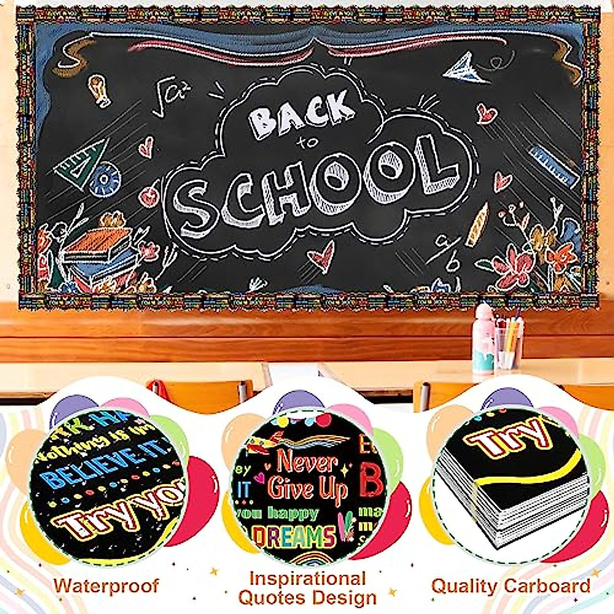 Inspirational Quotes Bulletin Board Borders Trim,Growth Mindset Motivational Classroom Borders for Bulletin Board Decorations,Inspirational Bulletin Board Decorations for Classroom (59 FT in Length)