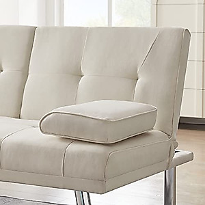 Verfur Convertible Futon Bed with Cupholders,Modern Upholstered Loveseat Sleeper, Folding Lounge Recliner Comfy Sofa & Couches Sofabed, White