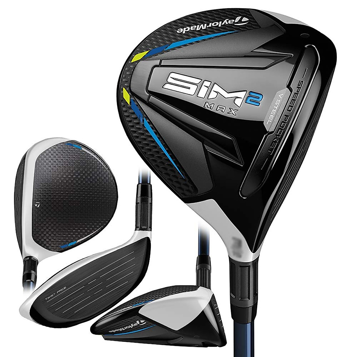 TaylorMade SIM 2 Max Steel Fairway Mens Right Hand Graphite Regular 3 High Launch, Black/Light Grey