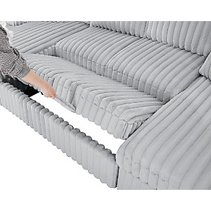 Olodumare 122’’ Oversized Sleeper Sectional Sofa with Pull Out Bed for Living Room, U-Shaped Convertible Couch with Double Chaise Storage for Small Space, Plush Comfy Corduroy Fabric Furniture, Grey