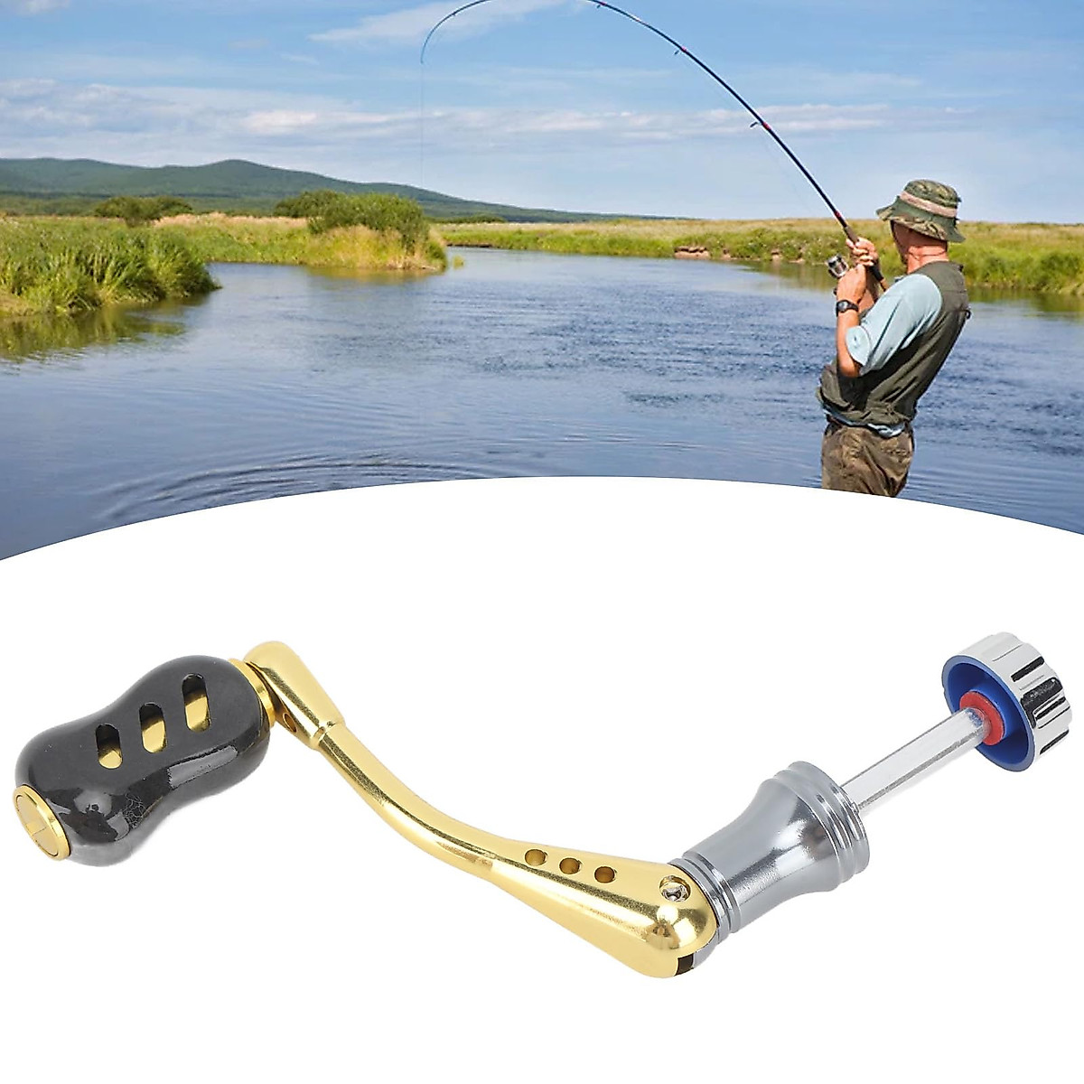 Tuwei Electric Fishing Reel Handle Grip, Lightweight Carbon Fiber Fishing Reel Handle for Boat Fishing