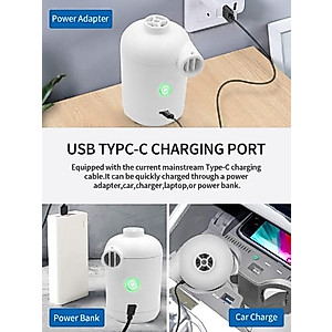 Air Mattress Pump,USB Rechargeable Portable Air Pump with 4 Nozzles for Airbed Swimming Pool Floats Inflator Deflator,Outdoor Camping, Air Bed Pool Toy Raft Boat (Whit)