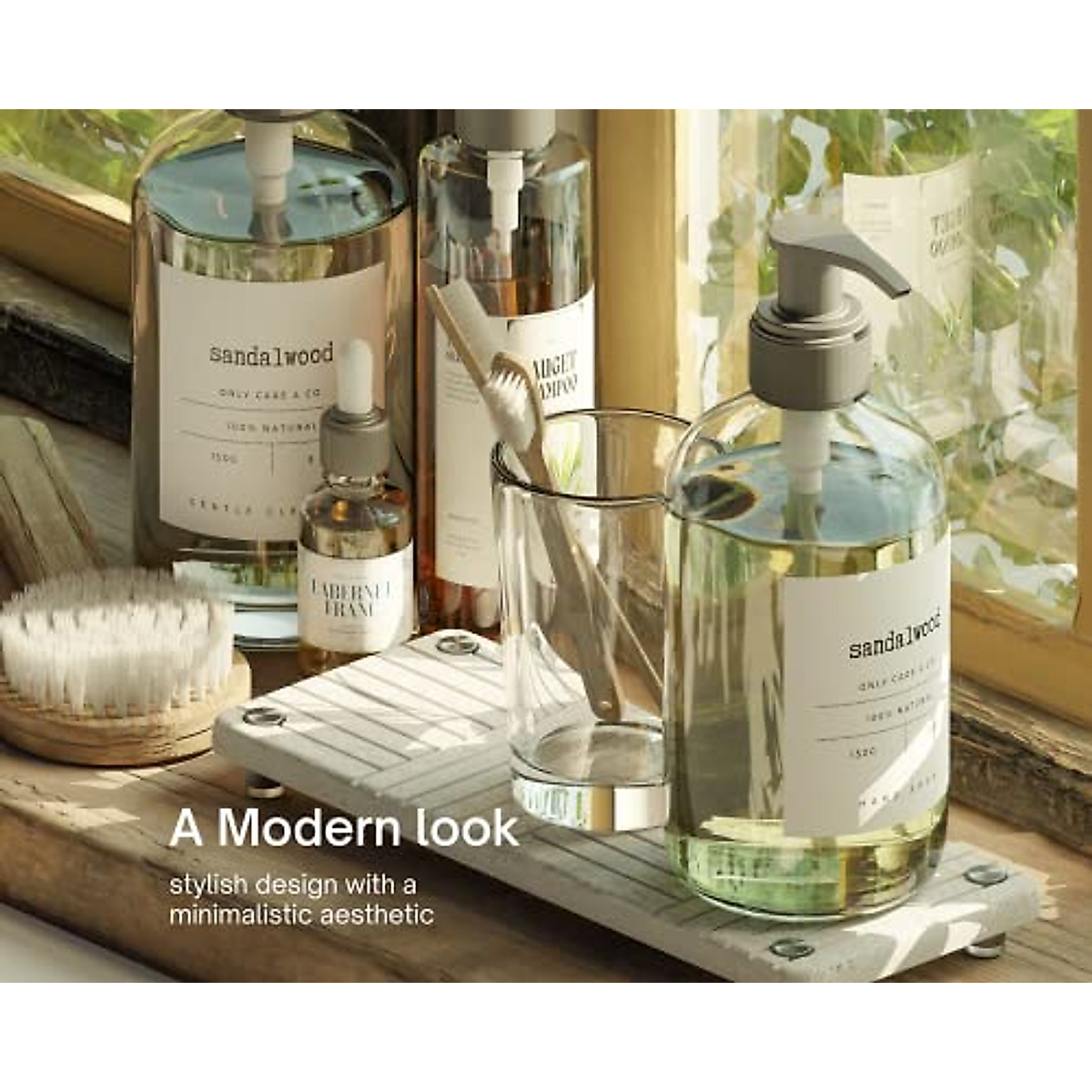 DISCHOOL Instant dry sink organizer, lifestyle bathroom countertop sink tray for soap bottles. Fast drying stone bathroom sink tray/bathroom sink caddy