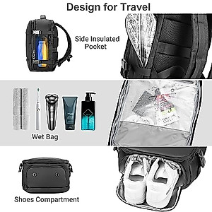 Carry On Backpack Flight Approved,Travel Backpack for Men Women with USB Charging Port Shoe Compartment,Waterproof Anti-theft 15.6 inch Laptop Backapck Computer Bag Business Causal Weekender Backpack